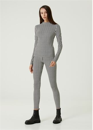 Valentino Kadın Siyah Beyaz Logolu Tayt S EU