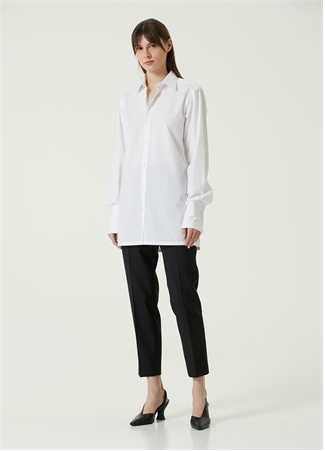 Maison Margiela Kadın Beyaz İngiliz Yaka Yırtmaçlı Gömlek 42 IT