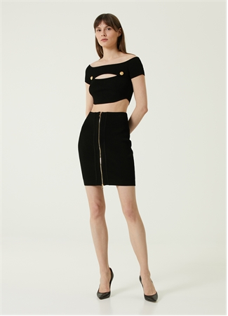 Balmain Kadın Siyah Fermuarlı Mini Triko Etek 36 FR Balmain Kadın Siyah Fermuarlı Mini Triko Etek 36 FR