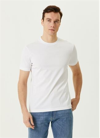 Emporio Armani Erkek Beyaz Logo Detaylı T-shirt M Eu