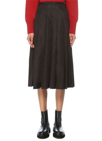 Moncler Kadın Siyah Pilili Midi Etek 40 IT