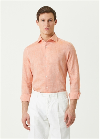 Pal Zileri Erkek Turuncu Keten Gömlek 42 IT