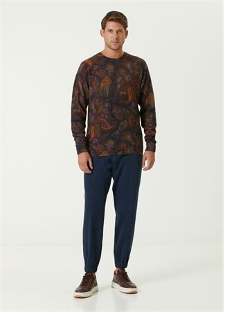 Etro Erkek Lacivert Balıksırtı Dokulu Jogger Pantolon 50 IT