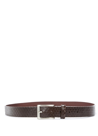 Palzileri Lab Erkek Kahverengi Desenli Deri Kemer Lacivert 90 EU