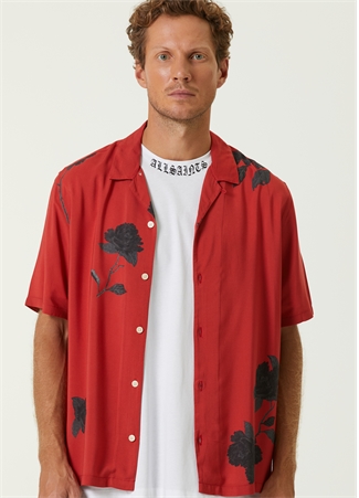 Allsaints Erkek Sepal Kırmızı Yaprak Desenli Kısa Kollu Gömlek S EU Allsaints Erkek Sepal Kırmızı Yaprak Desenli Kısa Kollu Gömlek S EU
