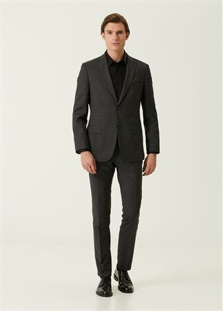 Network Erkek Slim Fit Yün Takım Elbise Gri 48-6N EU