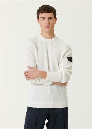 Stone Island Shadow Erkek Beyaz Bisiklet Yaka Yün Kazak L EU