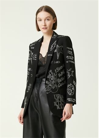 Zadig&Voltaire Kadın Siyah Taş Baskılı Blazer 34 FR