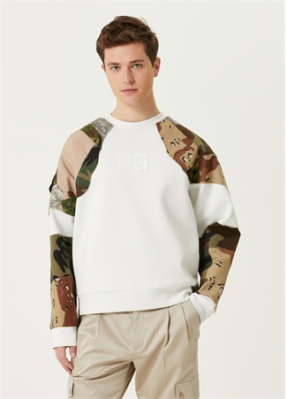 Dolce&gabbana Erkek Beyaz Kamuflaj Patch Detaylı Sweatshirt Haki 44 It Dolce&gabbana Erkek Beyaz Kamuflaj Patch Detaylı Sweatshirt Haki 44 It