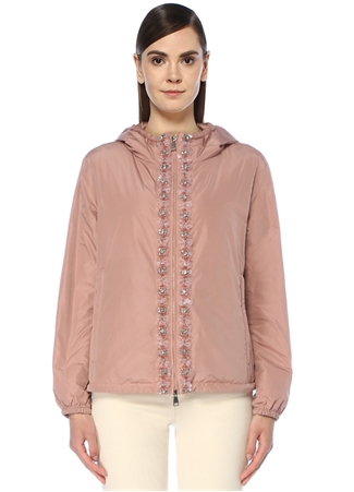 Moncler Kadın Argent Pembe Kapüşonlu İşlemeli Mont 2 US