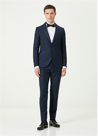 Palzileri Lab Erkek Lacivert Puantiye Desenli Yün Takım Elbise 48 IT