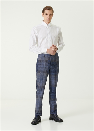 Etro Erkek Mavi Normal Bel Dar Paça Ekose Desenli Pantolon 46 IT Etro Erkek Mavi Normal Bel Dar Paça Ekose Desenli Pantolon 46 IT