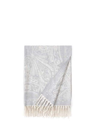 Etro Home Gri Etnik Desenli Yün Throw Etro Home Gri Etnik Desenli Yün Throw