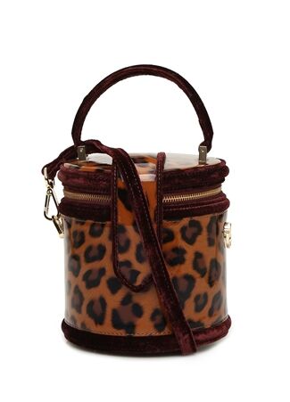 Raisa Vanessa Kadın Leopar Desenli Abiye Çanta Kahverengi EU