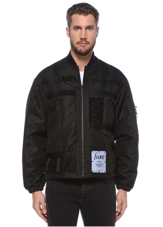 MCQ Erkek Siyah Dik Yaka Fie Garnili Bomber Mont XS EU