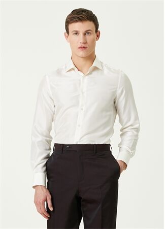 Pal Zileri Erkek Beyaz İpek Gömlek 4 IT