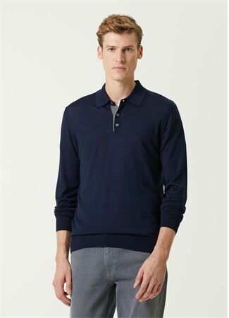 Beymen Collection Erkek Mavi Polo Yaka Yün Kazak S EU