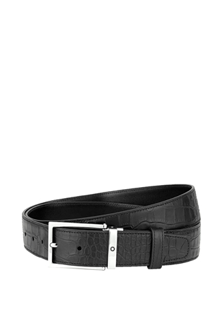 Montblanc Erkek Siyah Krokodilli Deri Kemer Eu