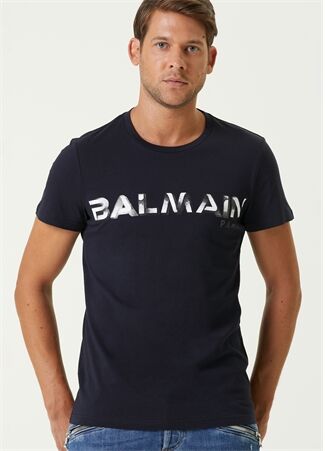Balmain Erkek Siyah Beyaz Logo Detaylı T-shirt S EU