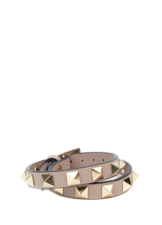 Valentino Garavani Kadın Vizon Troklu Deri Bileklik Pembe EU