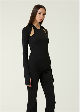 Helmut Lang Kadın Siyah Kesim Detaylı Uzun Kol Bluz M EU Helmut Lang Kadın Siyah Kesim Detaylı Uzun Kol Bluz M EU