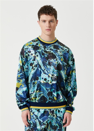 Dolce&Gabbana Erkek Mavi Geometrik Desenli Sweatshirt 46 IT Dolce&Gabbana Erkek Mavi Geometrik Desenli Sweatshirt 46 IT