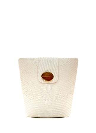 Bago Kadın Naomi Akik Taşlı Bucket Form El Örgüsü Çanta Beyaz EU Bago Kadın Naomi Akik Taşlı Bucket Form El Örgüsü Çanta Beyaz EU