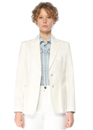Etro Kadın Beyaz Kelebek Yaka Ceket 40 IT