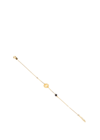 Collection-Alper Tunçoku Kadın A Harf Detaylı Altın Rengi Bileklik EU