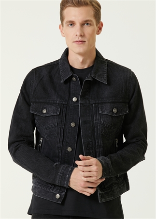 Balmain Erkek Siyah Cep Detaylı Denim Ceket 52 IT Balmain Erkek Siyah Cep Detaylı Denim Ceket 52 IT