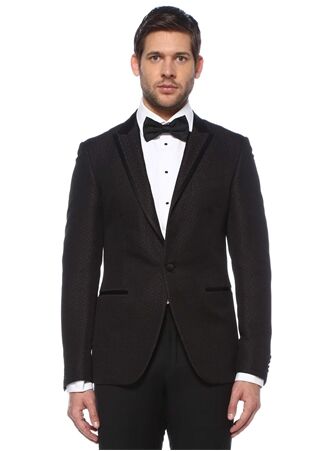 Pal Zileri Erkek Siyah Kelebek Yaka Desenli Ceket 50 IT