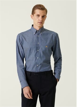 Etro Erkek Mavi Mikro Desenli Gömlek 42 IT