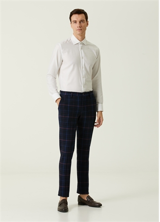 Etro Erkek Lacivert Ekose Desenli Pantolon 48 IT Etro Erkek Lacivert Ekose Desenli Pantolon 48 IT