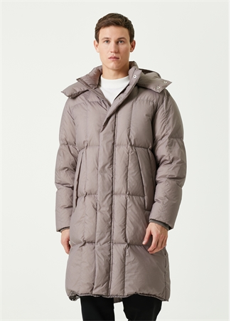 Theory Erkek Vizon Kapüşonlu Puff Parka Bej S EU