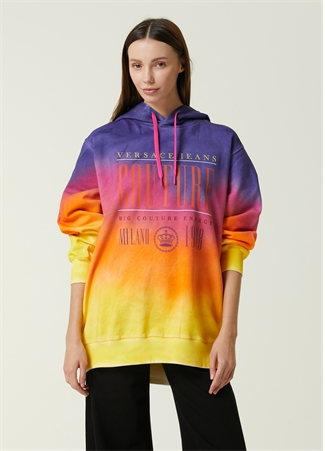Versace Jeans Couture Kadın Colorblocked Kapüşonlu Baskılı Sweatshirt Turuncu 38 IT Versace Jeans Couture Kadın Colorblocked Kapüşonlu Baskılı Sweatshirt Turuncu 38 IT