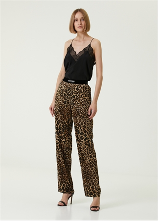 Tom Ford Kadın Leopar Desenli İpek Saten Pijama Pantolon Kahverengi L EU