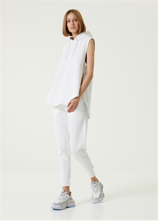 Schmart Kadın Beyaz Bağcıklı Dar Paça Eşofman Altı S EU