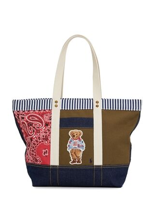 Polo Ralph Lauren Kadın Patchwork Bear Medium El Çantası Haki EU