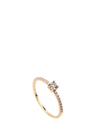 Collection Kadın Pırlantalı Pembe Altın Rengi Yüzük EU