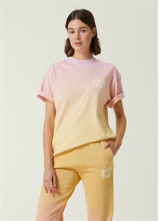 Livincool Kadın Pembe Sarı Degrade Logo Baskılı T-shirt XS EU Livincool Kadın Pembe Sarı Degrade Logo Baskılı T-shirt XS EU