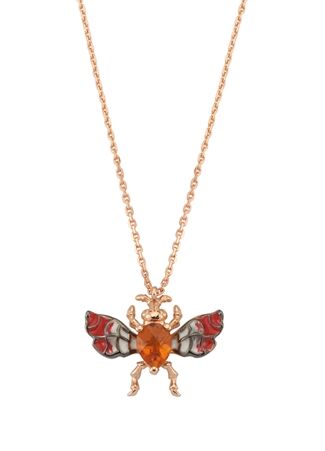 Bee Goddess Kadın Arı Formlu Altın Rengi Kolye Pembe EU