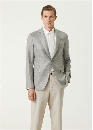 Pal Zileri Erkek Gri Kelebek Yaka Yün Ceket 58 IT