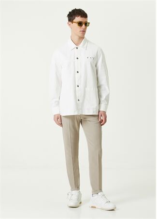 Off-White Erkek Beyaz Logo Detaylı Denim Gömlek S EU Off-White Erkek Beyaz Logo Detaylı Denim Gömlek S EU