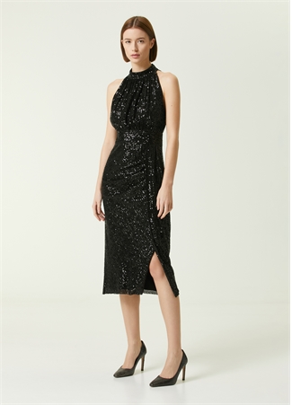 Beymen Club Kadın Siyah İşlemeli Midi Kokteyl Elbise 42 Beymen Club Kadın Siyah İşlemeli Midi Kokteyl Elbise 42