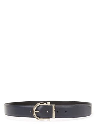 Salvatore Ferragamo Erkek Lacivert Deri Kemer Mavi 05 EU