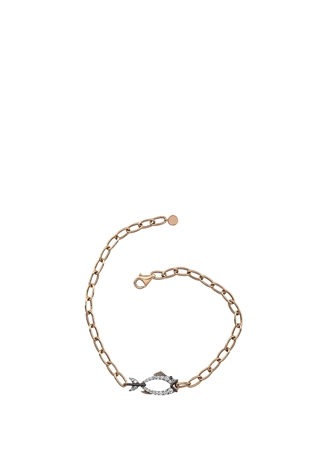 Kısmet by Milka Kadın Balık Detaylı Pırlantalı Altın Rengi Bileklik EU