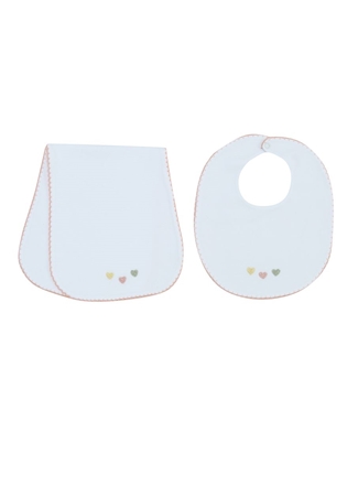 Princess Baby Kız Bebek Kalp Nakışlı Önlük ve Omuz Bezi Beyaz EU Princess Baby Kız Bebek Kalp Nakışlı Önlük ve Omuz Bezi Beyaz EU