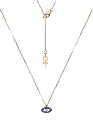Her Story Kadın Göz Detaylı Altın Rengi Kolye Pembe EU