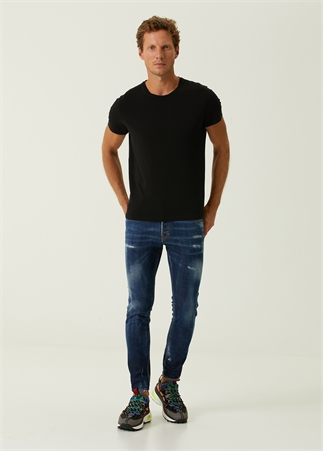 Dsquared2 Erkek Lacivert Yıpratmalı Normal Bel Jean Pantolon 46 IT Dsquared2 Erkek Lacivert Yıpratmalı Normal Bel Jean Pantolon 46 IT