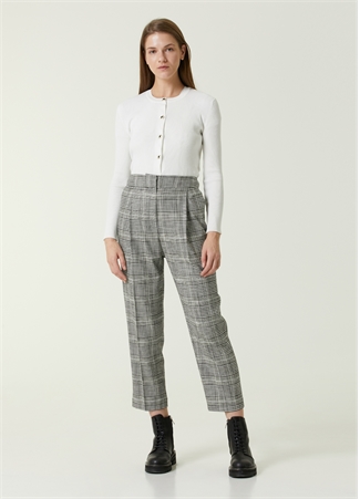 Beymen Club Kadın Siyah Beyaz Yüksek Bel Ekoseli Pantolon 34
